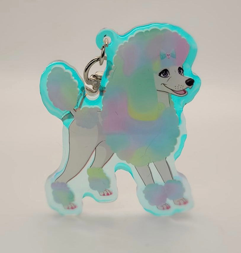 Cotton Candy Holographic Poodle Keychain – The Creative Groomer
